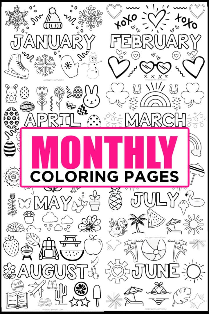 Months of The Year Coloring Pages - Made with HAPPY