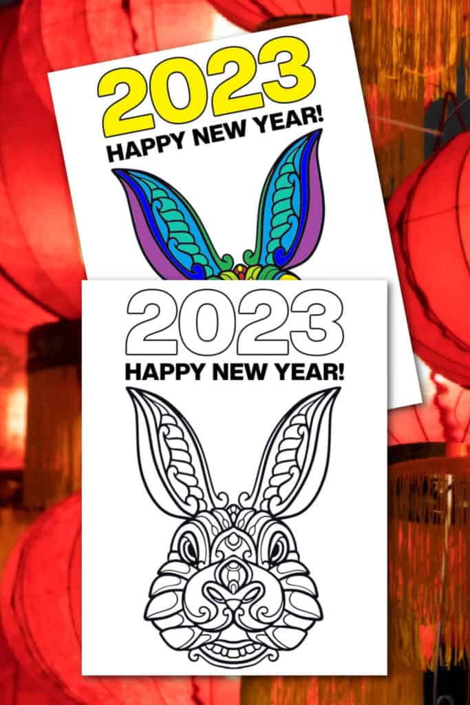Year of the Rabbit 2023 Coloring Pages - Made with HAPPY