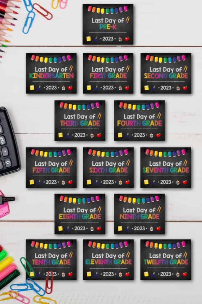 Free Printable Last Day of School Signs 2023 - Made with HAPPY