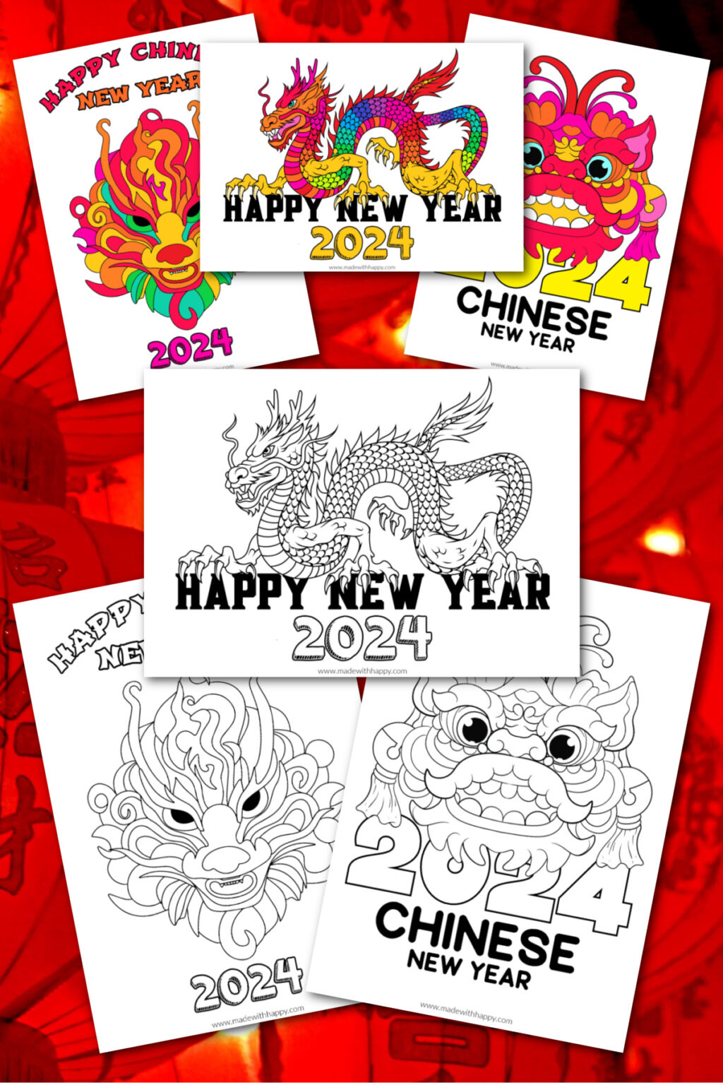2024 Chinese Dragon Coloring Pages - Made with HAPPY