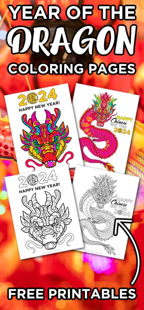 2024 Year of the Dragon Coloring Pages - Made with HAPPY