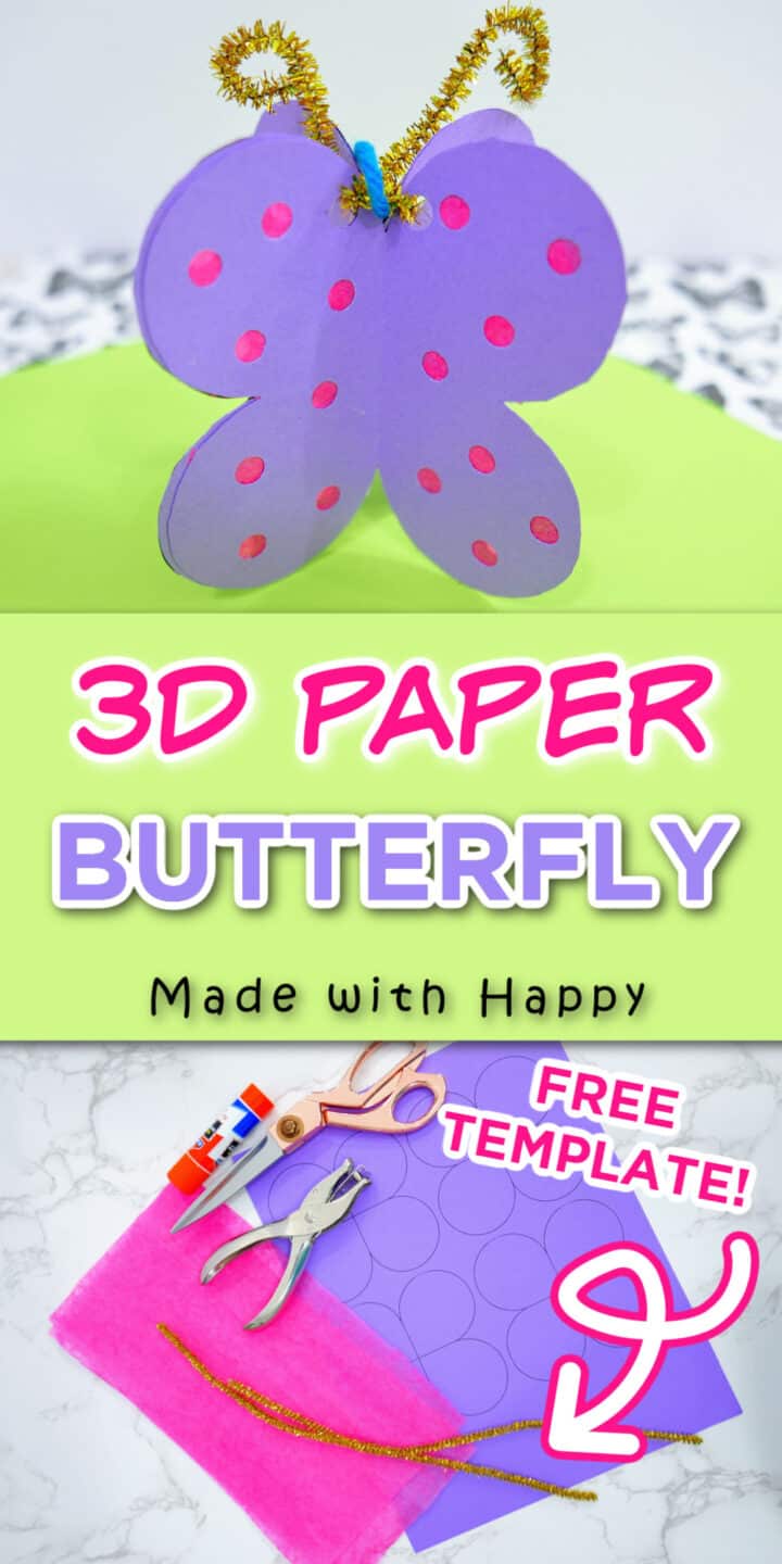 How To Make A 3D Paper Butterfly Craft [FREE Printable Template]