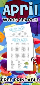 Free Printable April Word Search For Kids - Made with HAPPY