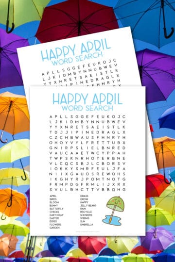 Free Printable April Word Search For Kids - Made with HAPPY