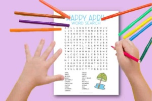 Free Printable April Word Search For Kids - Made with HAPPY