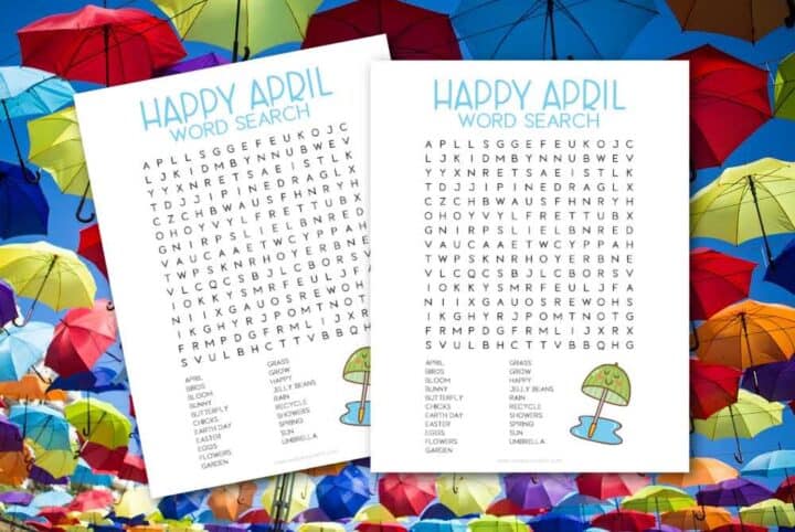 Free Printable April Word Search For Kids - Made with HAPPY