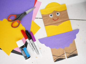 Ballerina Craft Paper Bag Puppet - Made with HAPPY