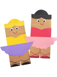 Ballerina Craft Paper Bag Puppet - Made with HAPPY