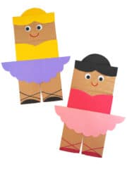 Ballerina Craft Paper Bag Puppet - Made with HAPPY