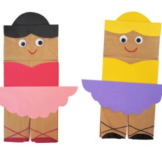 Ballerina Craft Paper Bag Puppet - Made with HAPPY