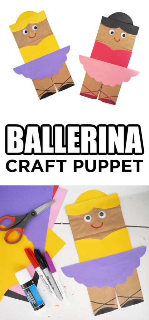 Ballerina Craft Paper Bag Puppet - Made with HAPPY