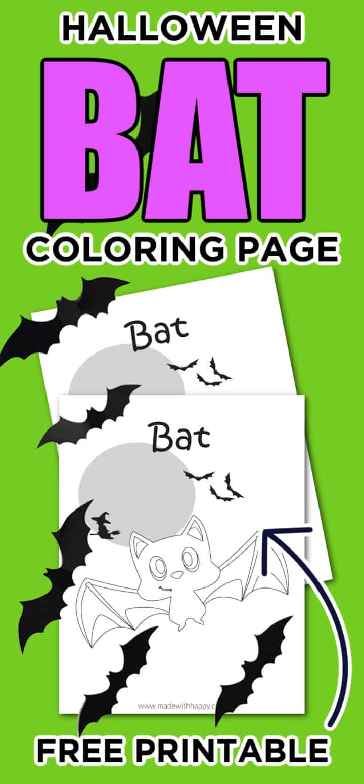 Free Printable Halloween Bat Coloring Page - Made with HAPPY