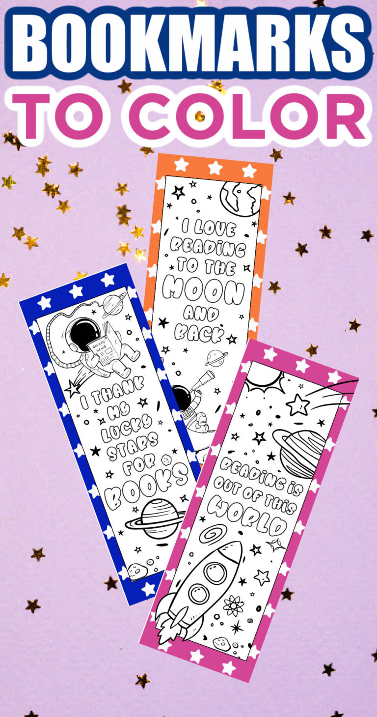 Space Printable Bookmark To Color - Made with Happy