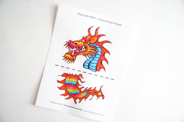 Chinese Dragon Puppet - Kids Craft with Printable Dragon Template