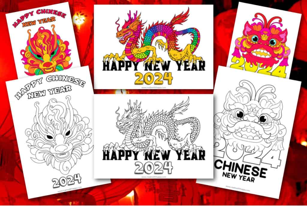 2024 Chinese Dragon Coloring Pages - Made with HAPPY