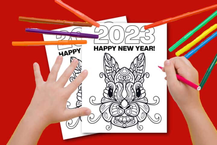 Year of the Rabbit 2023 Coloring Pages - Made with HAPPY