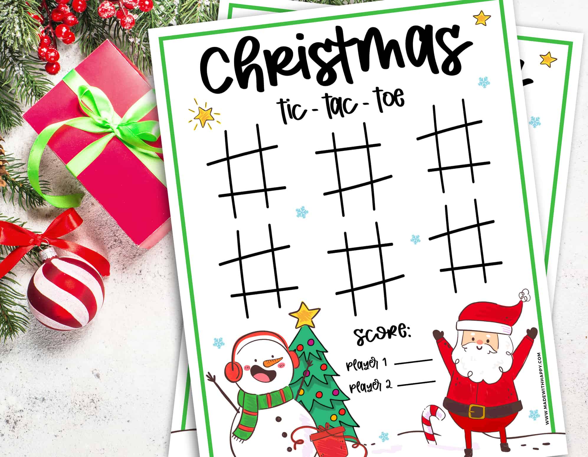 Christmas Tic Tac Toe Game - Free Printable Christmas Games