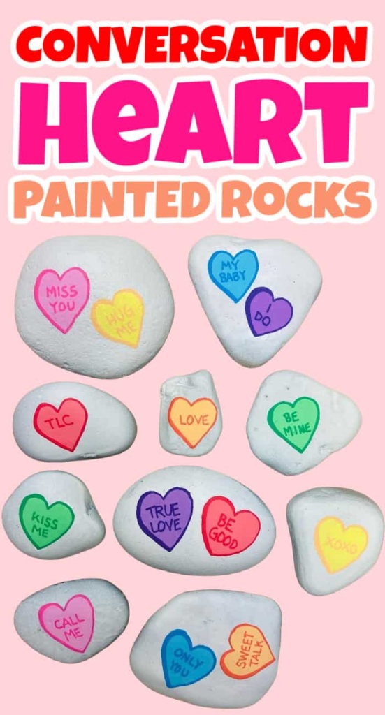 Conversation Heart Painted Rocks - Made with HAPPY