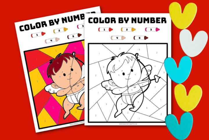 Valentine Color By Number Worksheets - Made with HAPPY