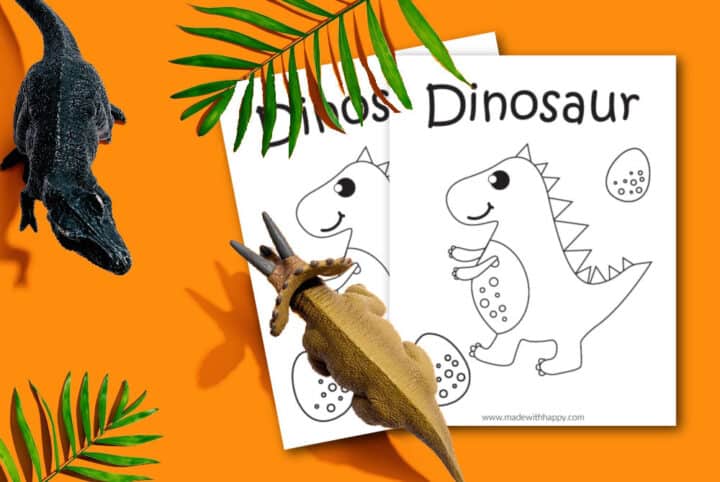 Free Printable Dinosaur Coloring Page - Made with HAPPY