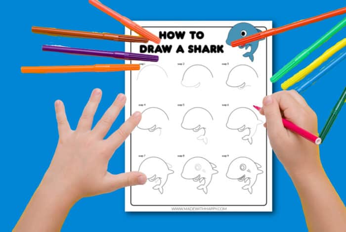 How to Draw a Shark Step by Step Tutorial - Made with HAPPY