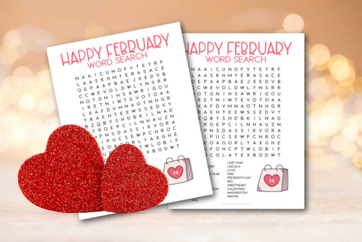 Free Printable February Word Search - Made with HAPPY