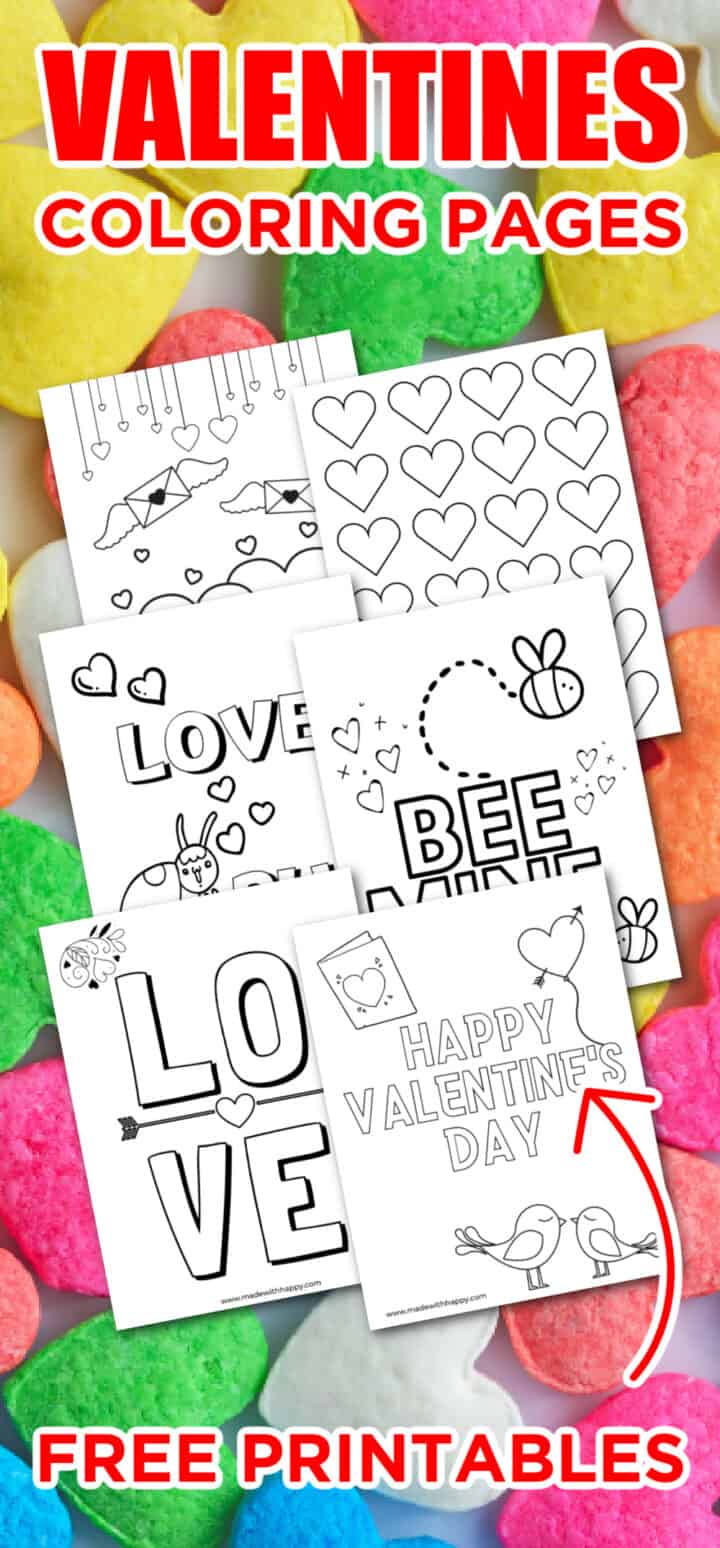Valentine's Day Coloring Pages - 6 Free Printables - Made with HAPPY