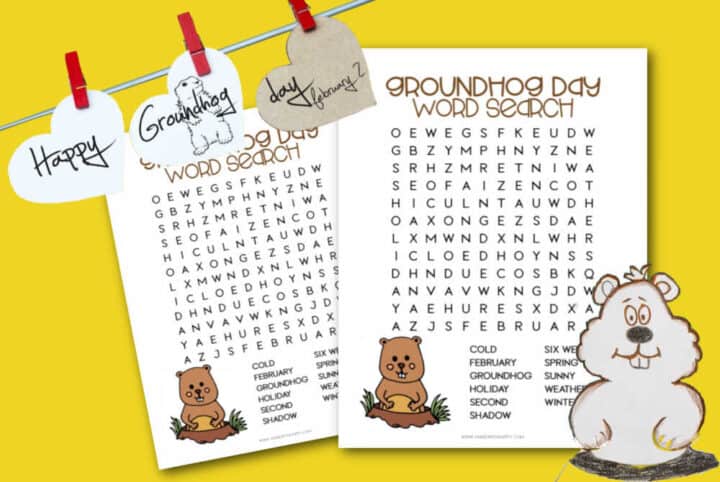 Groundhog Day Word Search - Made with HAPPY