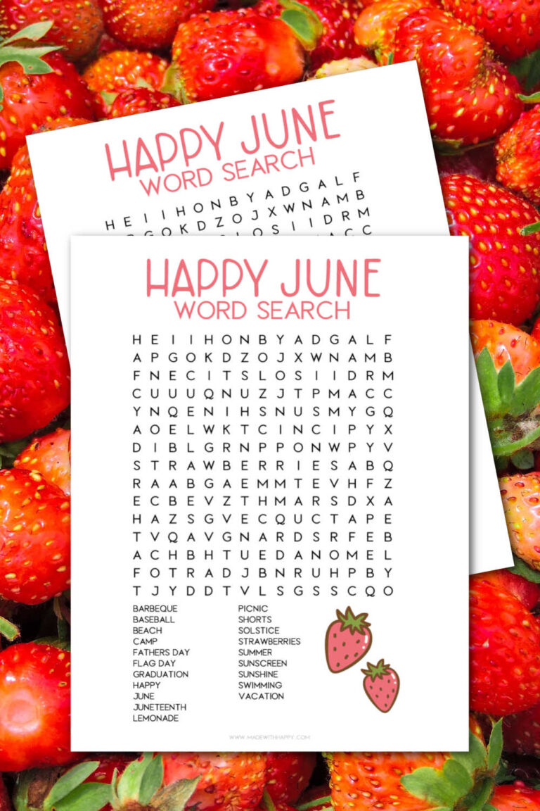 June Word Search - Made with HAPPY