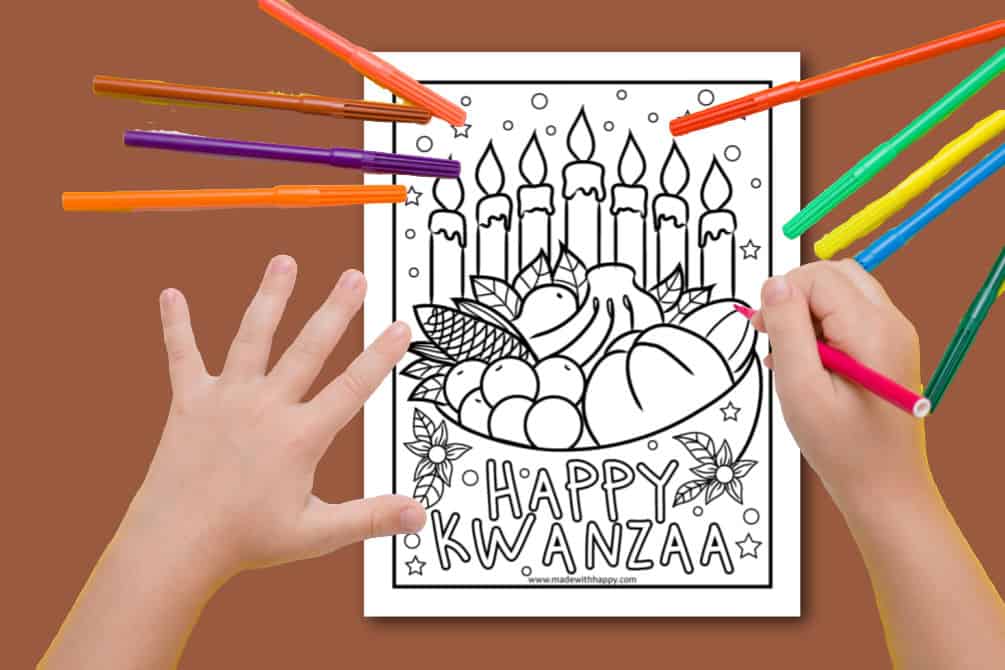 Happy Kwanzaa Coloring Page - Made with HAPPY