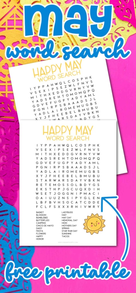Free Printable May Word Search Puzzle For Kids - Made with HAPPY