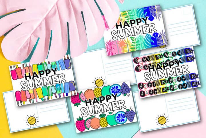 Happy Summer Printable Postcards - Made with HAPPY