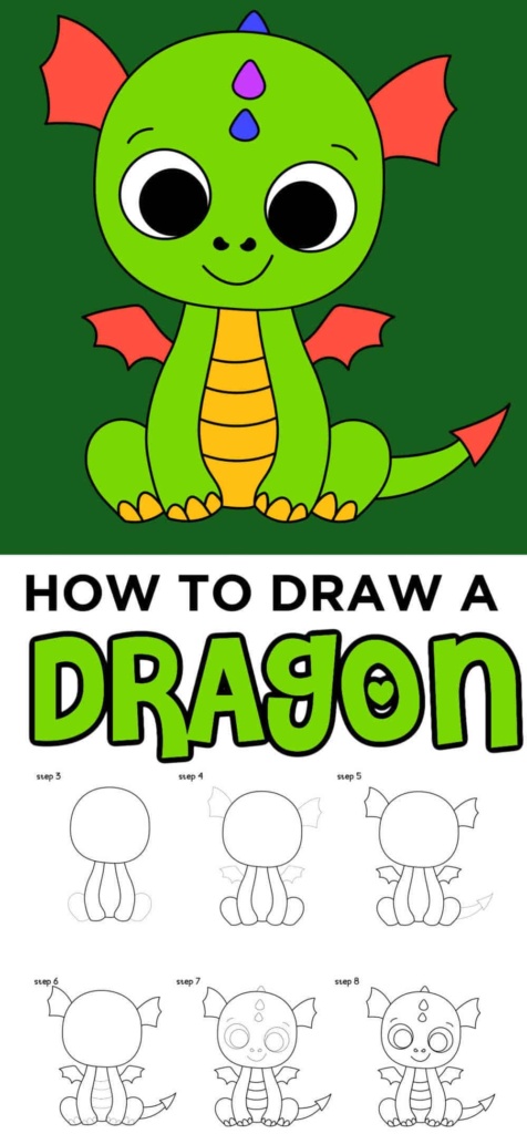 How To Draw a Cute Dragon - Easy Step By Step Drawing Tutorial