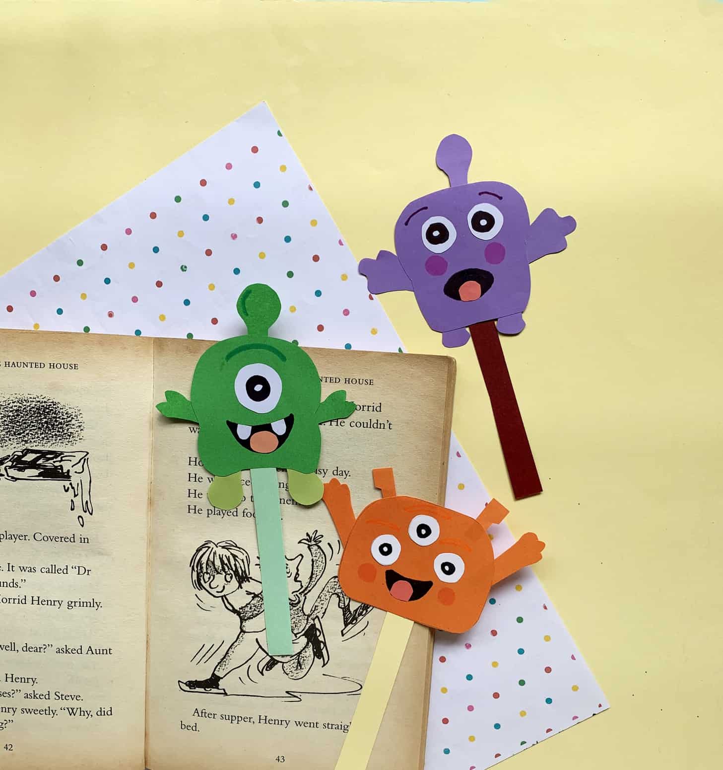 Easy DIY Monster Bookmarks Halloween Craft - Made with HAPPY