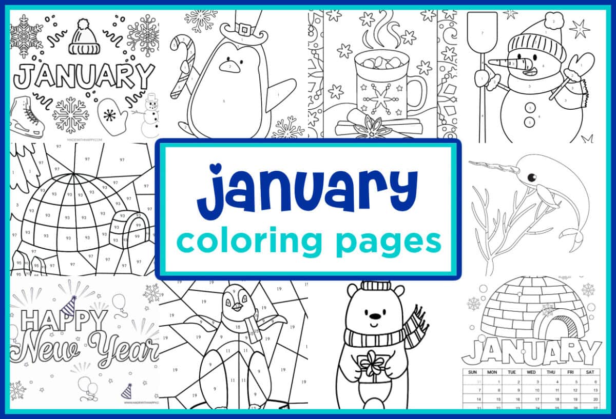 January Coloring Pages [Free Printables] - Made with HAPPY