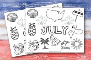 Free Printable July Coloring Page - Made with HAPPY