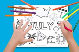 Free Printable July Coloring Page - Made with HAPPY