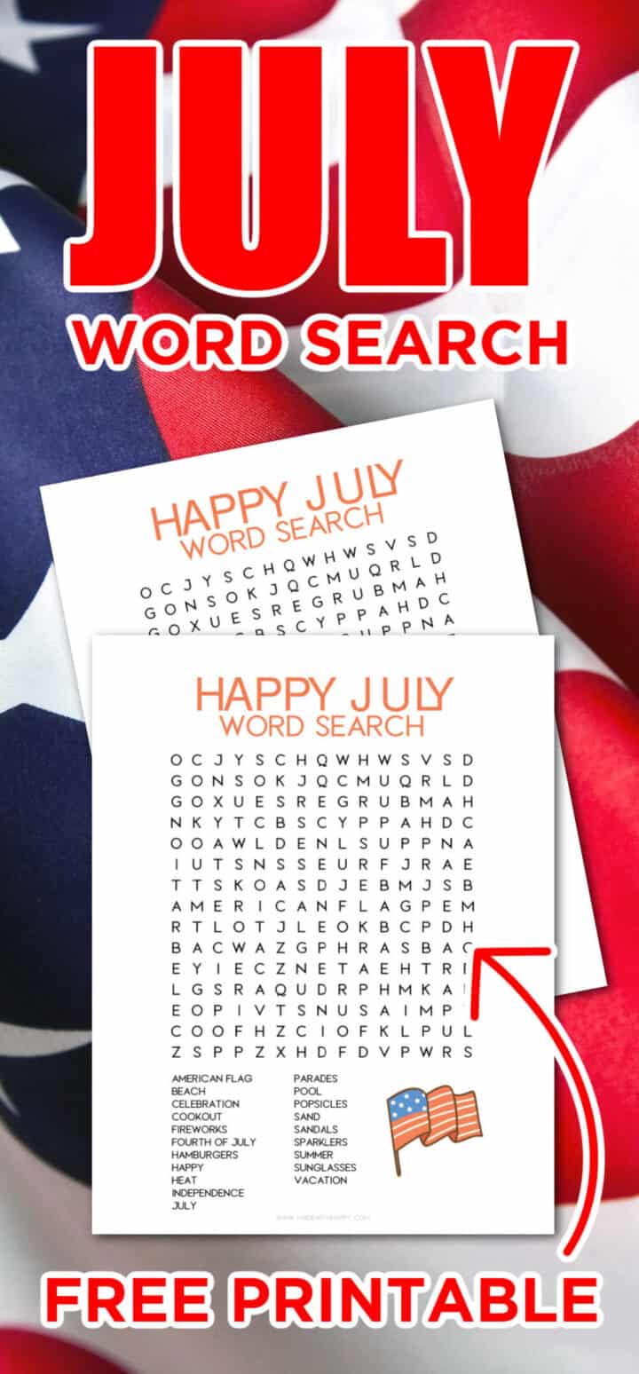 July Word Search - Made with HAPPY