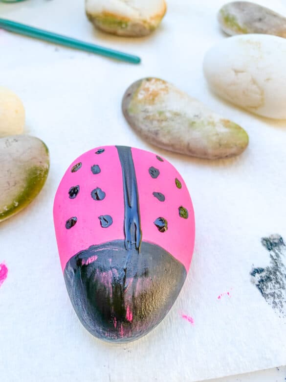 Easy Ladybug Painted Rocks - Made with HAPPY