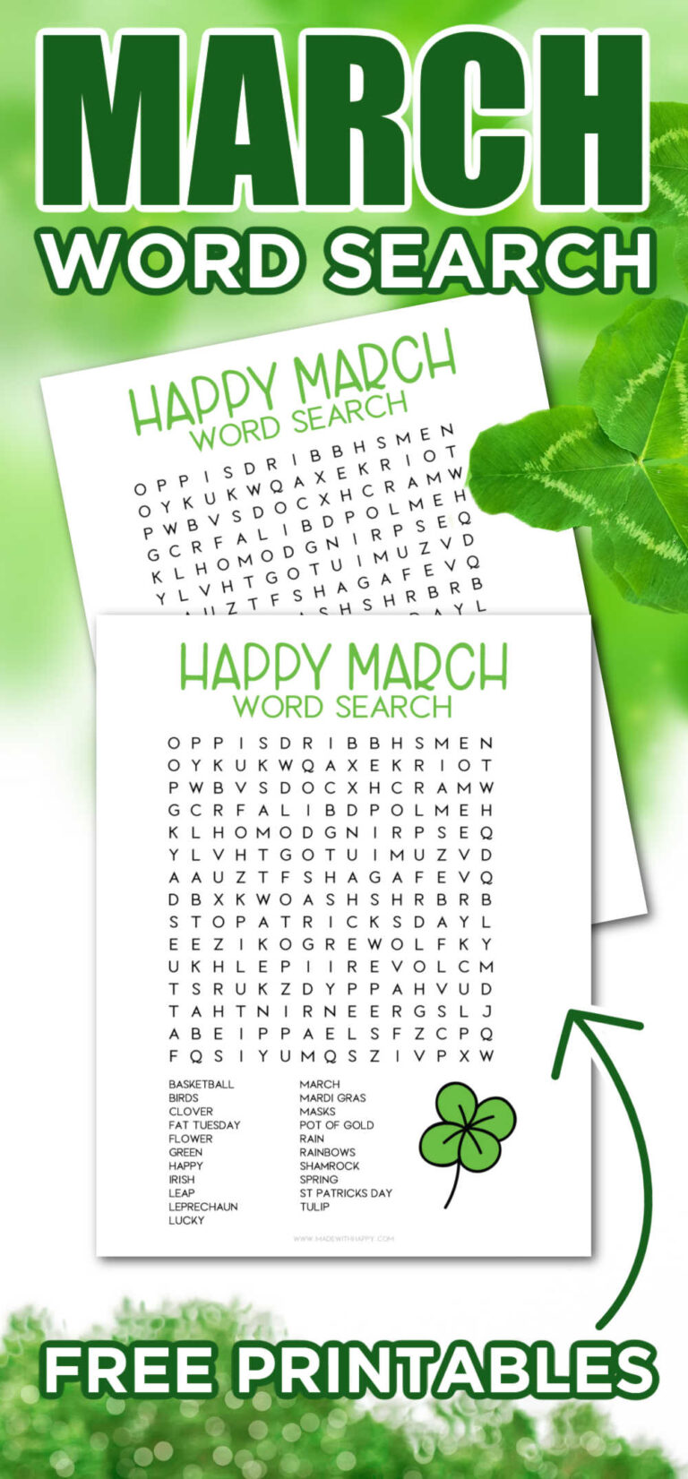 March Word Search - Made with HAPPY