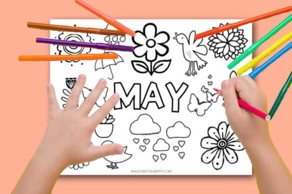 Free Printable May Color Page - Made with HAPPY For Kids