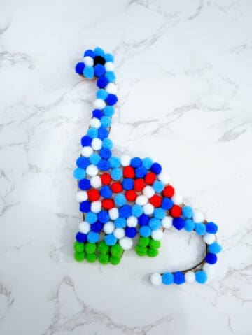 Pom Pom Dinosaur Craft - Made with HAPPY - Easy Kids Craft Ideas