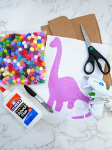 Pom Pom Dinosaur Craft - Made with HAPPY - Easy Kids Craft Ideas