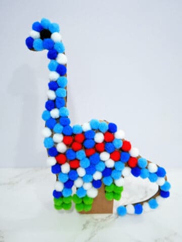 Pom Pom Dinosaur Craft - Made with HAPPY - Easy Kids Craft Ideas