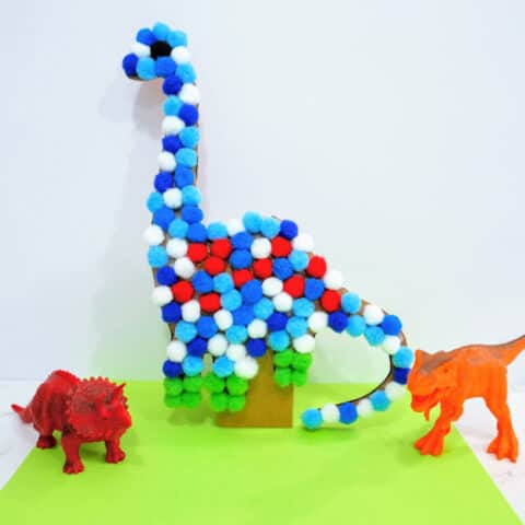 Pom Pom Dinosaur Craft - Made with HAPPY - Easy Kids Craft Ideas