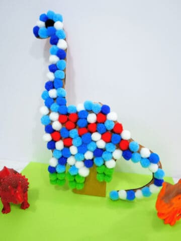 Pom Pom Dinosaur Craft - Made with HAPPY - Easy Kids Craft Ideas