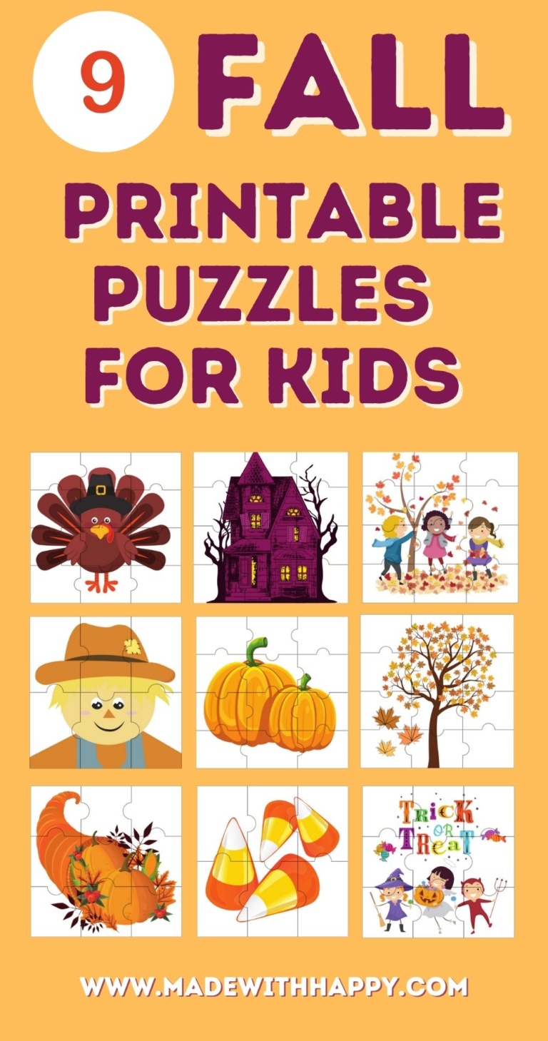 Free Printable Fall Puzzles For Kids - Made with HAPPY