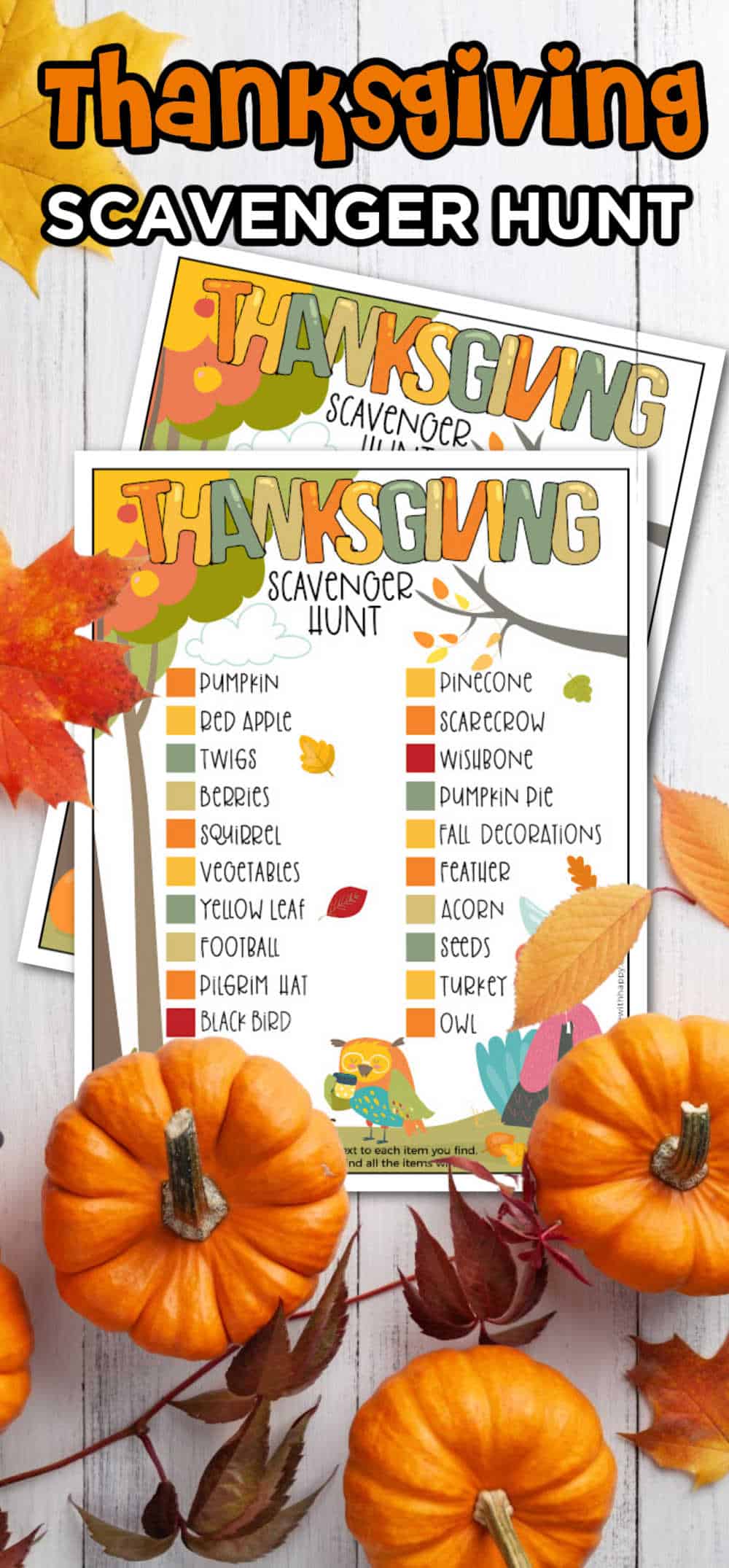 Free Printable Thanksgiving Scavenger Hunt For Kids - Made with HAPPY