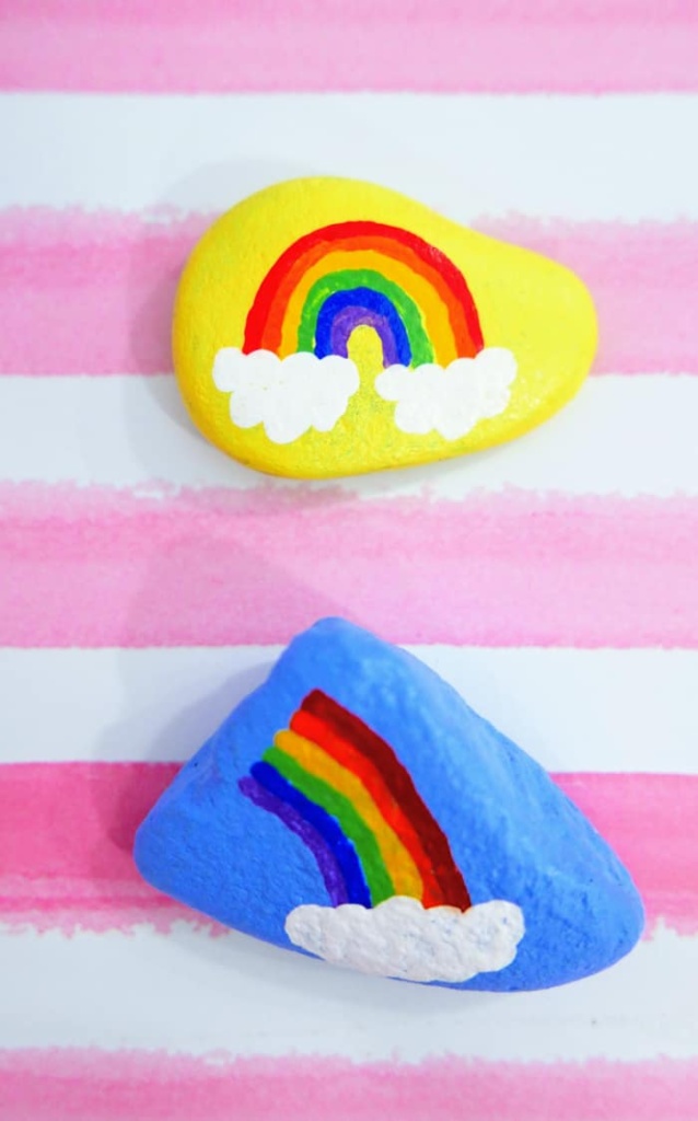 Rainbow Painted Rocks - Made with HAPPY - Fun Camping Crafts
