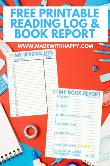 Free Printable Reading Log and Book Report for Kids - Made with HAPPY